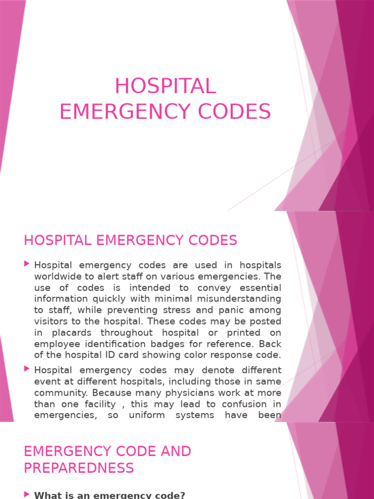 Hospital Emergency Codes Explained | PDF | Emergency | Safety