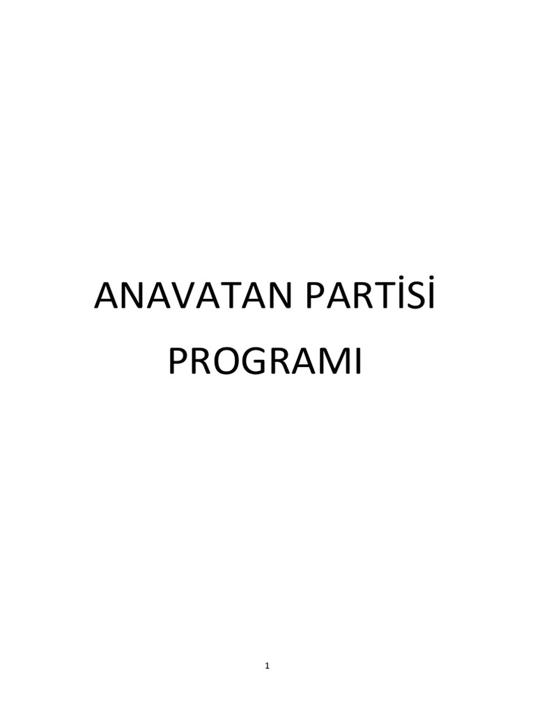 Anavatan Partisi Programi Yeni | PDF