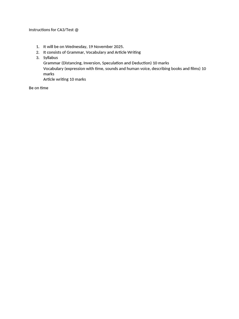 Instructions For CA3 | PDF