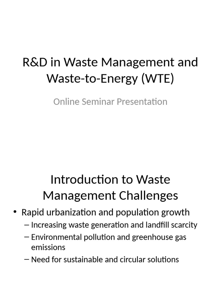 R&D Waste Management WTE Presentation | PDF