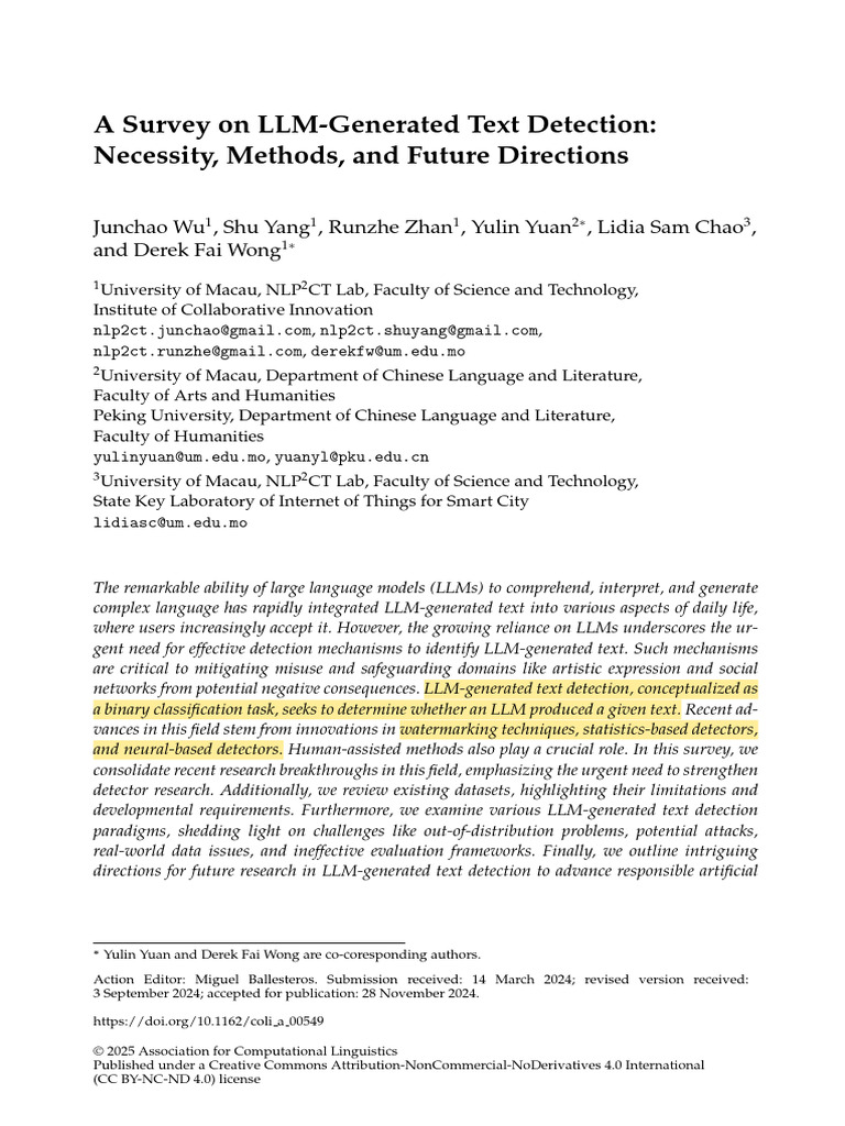 A Survey On LLM-Generated Text Detection | PDF | Artificial ...