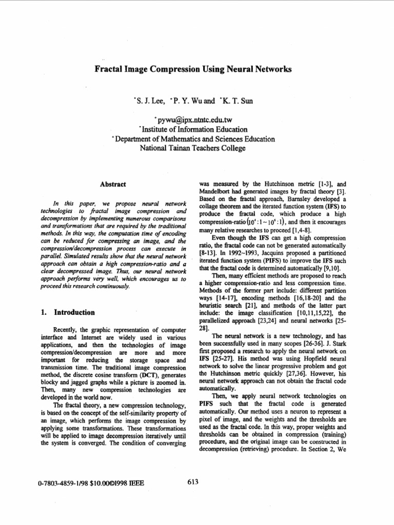 Fractal Image Compression Using Neural Networks | PDF | Data ...