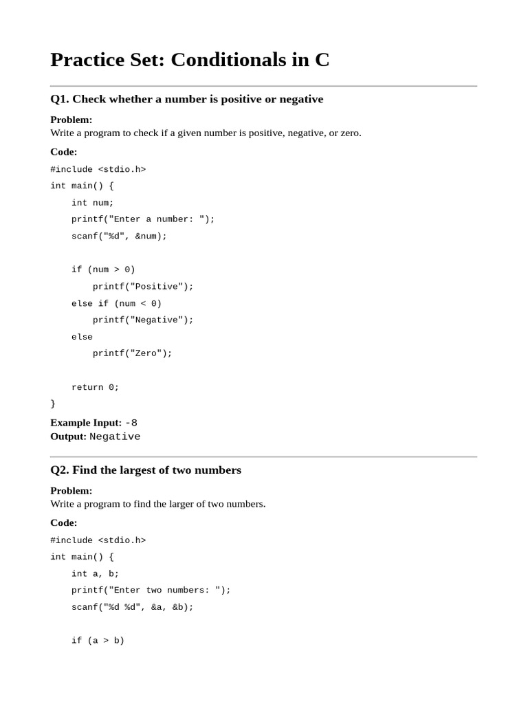 Conditionals & Loops Practice Questions | PDF | Computer Standards | Computer Engineering