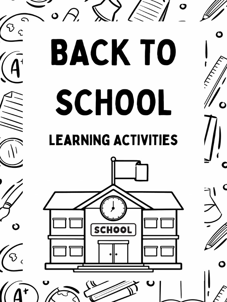 Black White Back To School Learning Activities Worksheet PDF | PDF