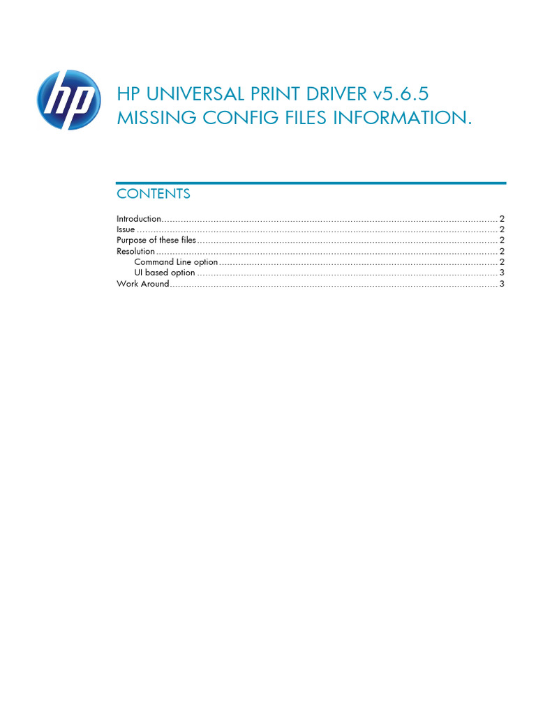 HP Universal Print Driver V5.6.5 Missing Config Files Information | PDF ...