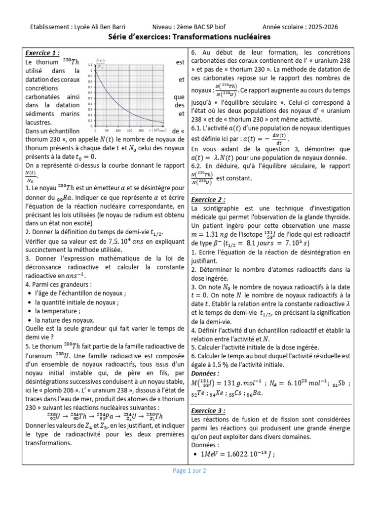 Transformations nucléaires et datation | PDF | Radioactivité | Réaction ...
