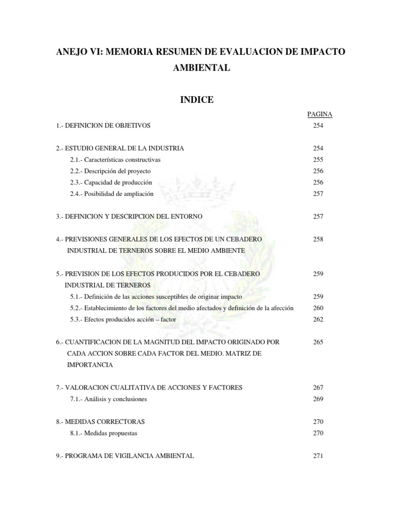 Memoria Resumen de Eia | PDF