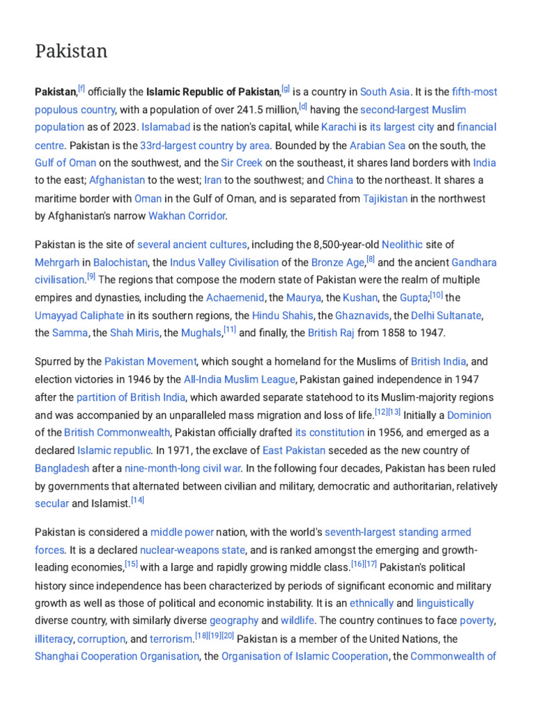Pakistan - Wikipedia | PDF | Pakistan | Partition Of India