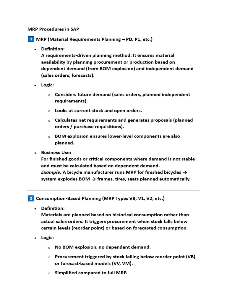 SAP MRP Procedures Overview | PDF | Simulation