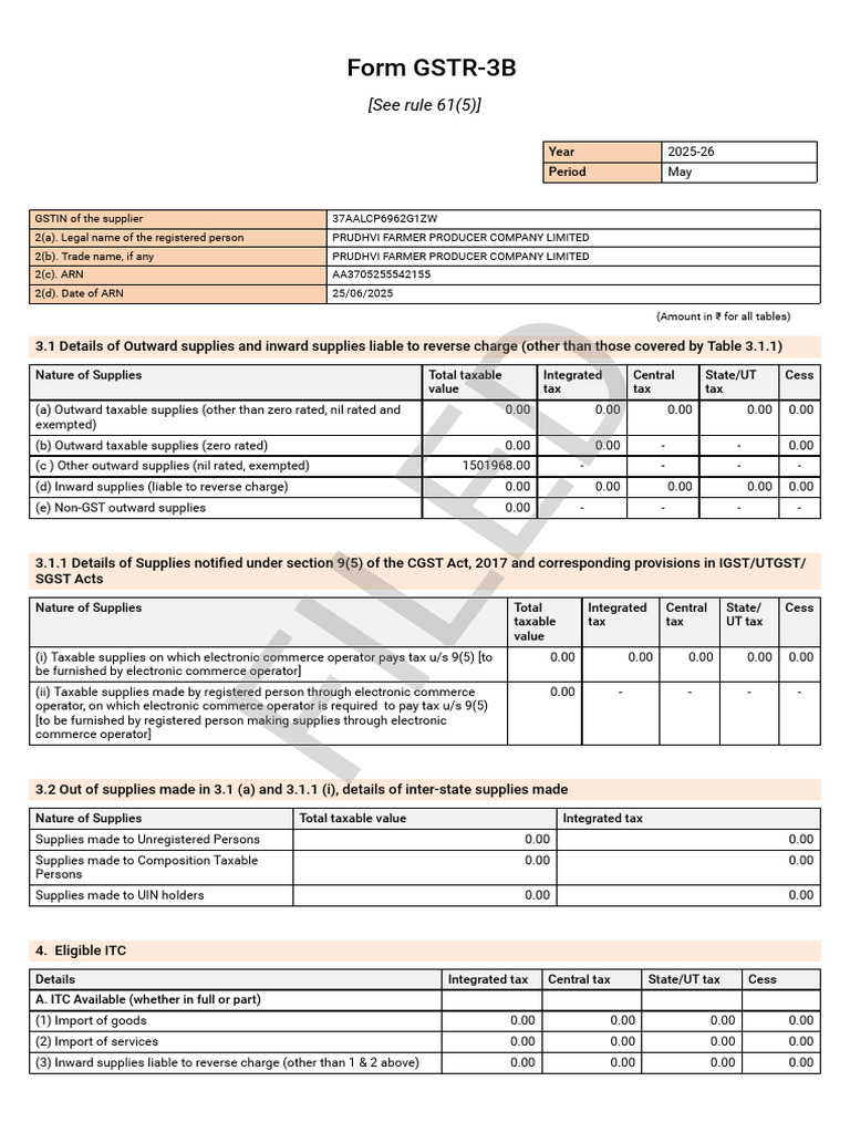 GSTR3B 37aalcp6962g1zw 052025 | PDF | Taxes | Economies