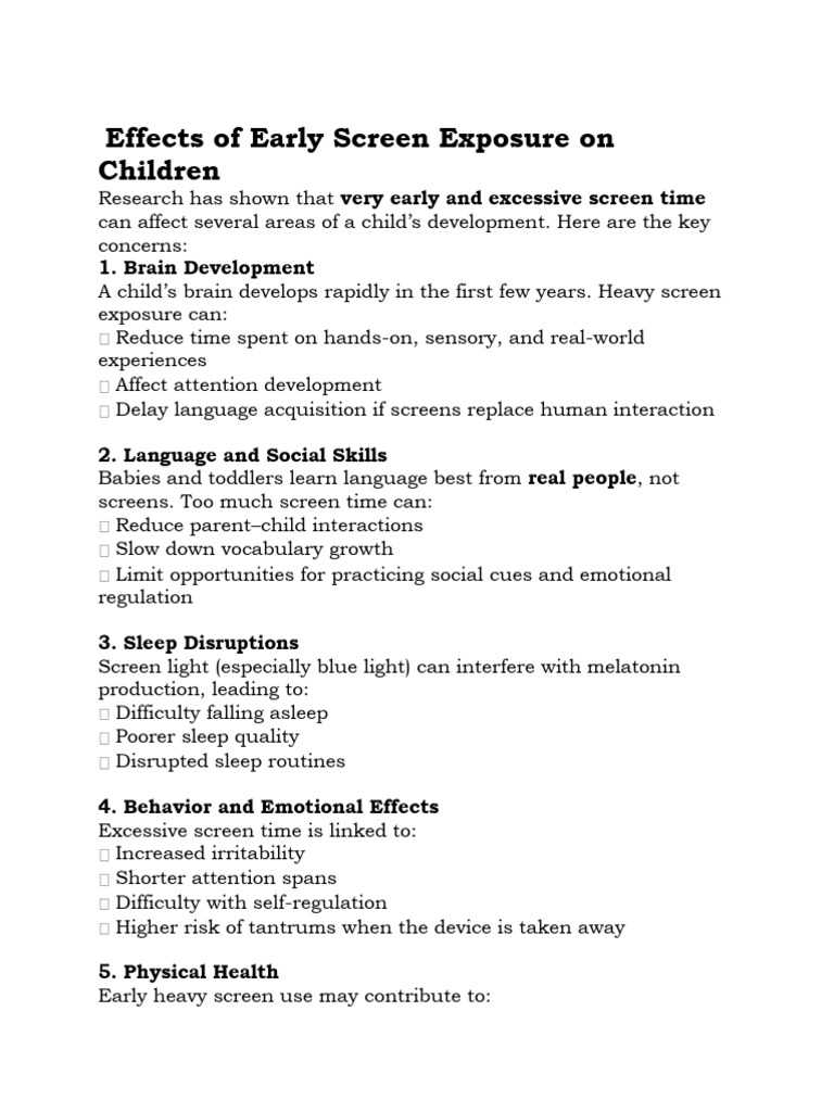 Effects of Early Screen Exposure On Children | PDF | Psychological ...