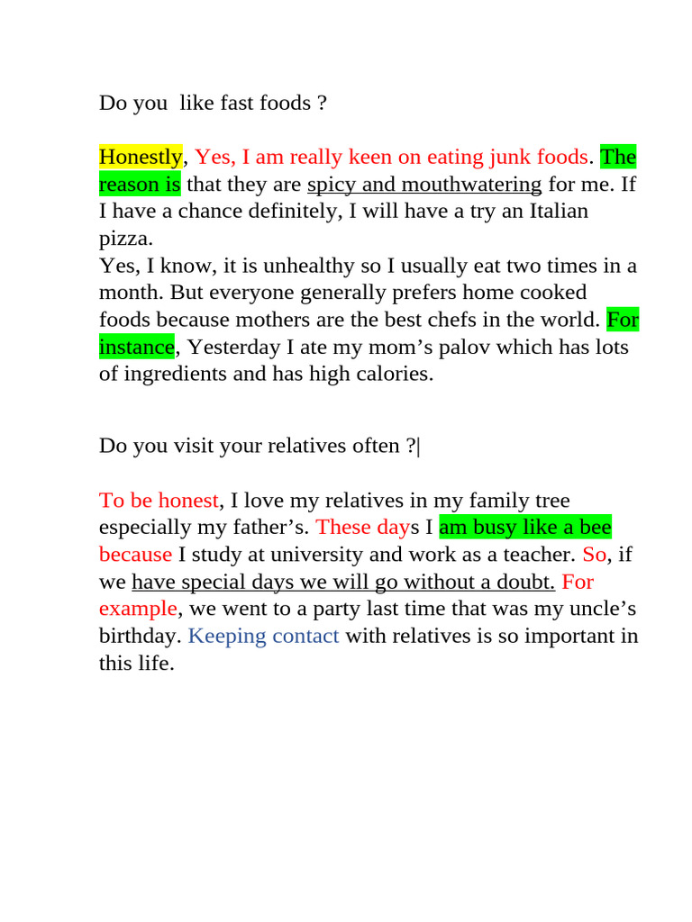 Do You Like Fast Foods | PDF