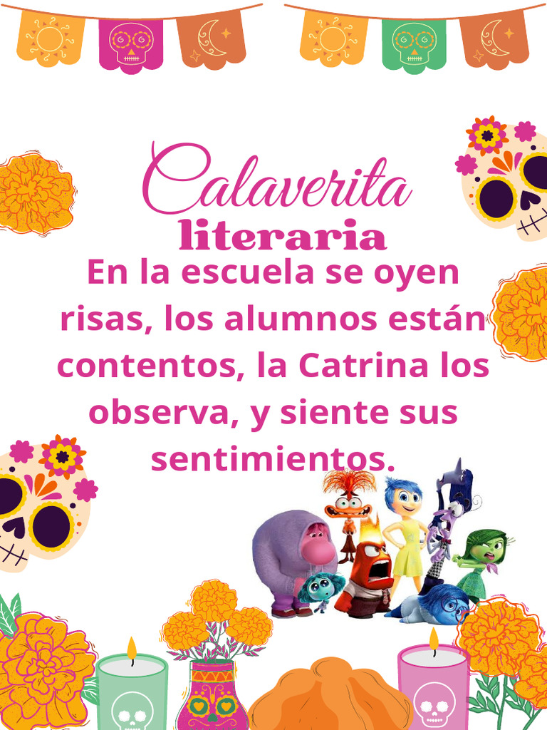 Documentos A4 Calaverita Literaria Dia de Muertos Rosa y Naranja PDF | PDF