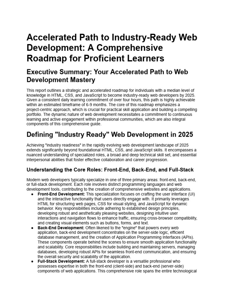 Web Development Roadmap to 2025 | PDF | Web Development | Databases