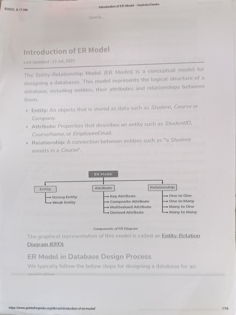 Dbms Er Model | PDF