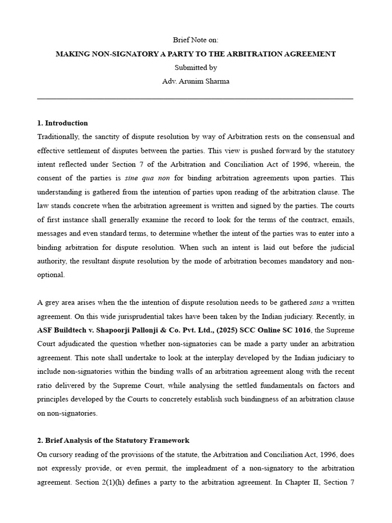 Making Non-Signatory A Party A Party To The Arbitration Agreement | PDF ...