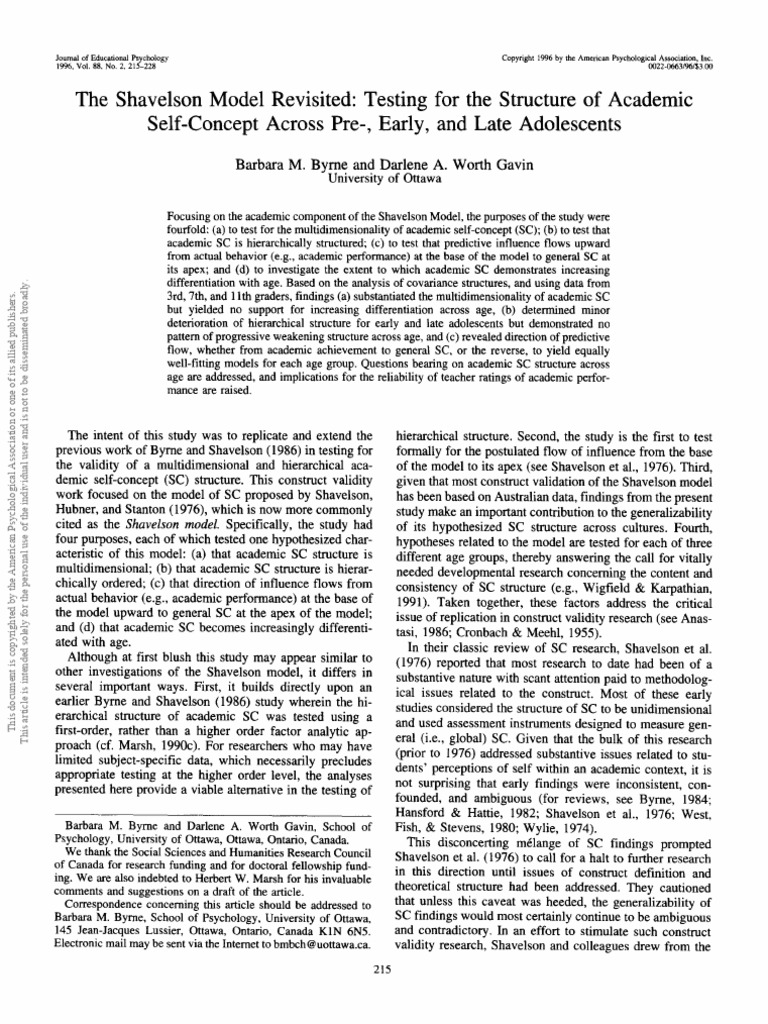 Byrne Shavelson Ac SC | PDF | Likert Scale | Behavioural Sciences