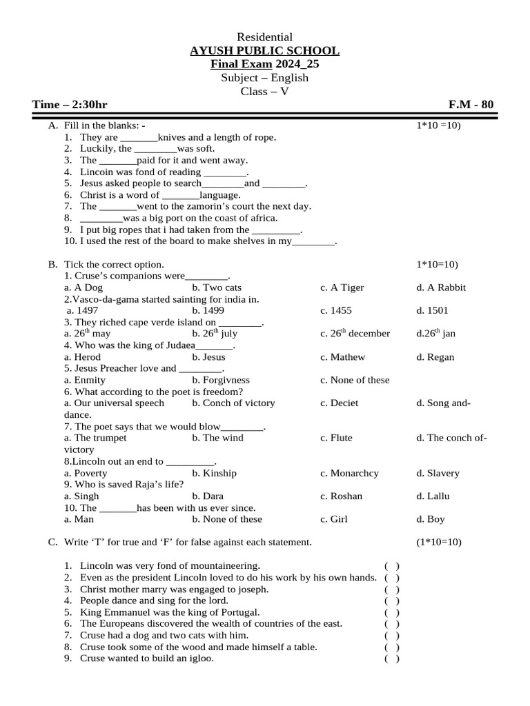 Class 5 English | PDF