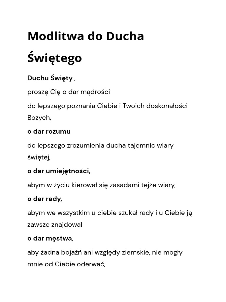 Modlitwa Do Ducha Świętego | PDF