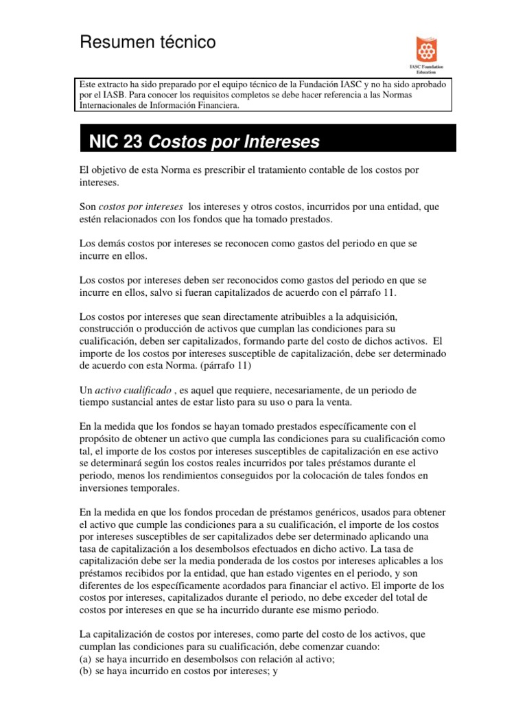 Resumen NIC-23 | PDF | Business | Economias