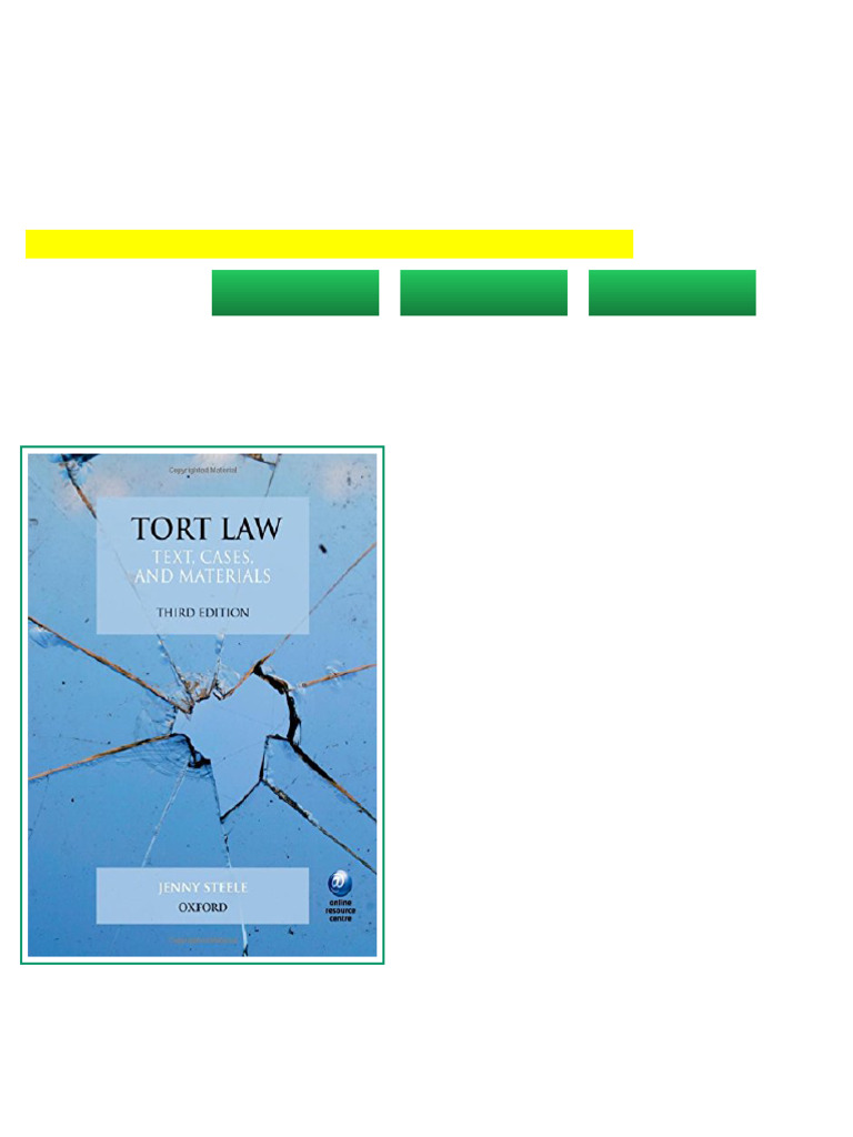 Tort Law Text Cases and Materials 3rd Edition Jenny Steele: Mirror Link ...