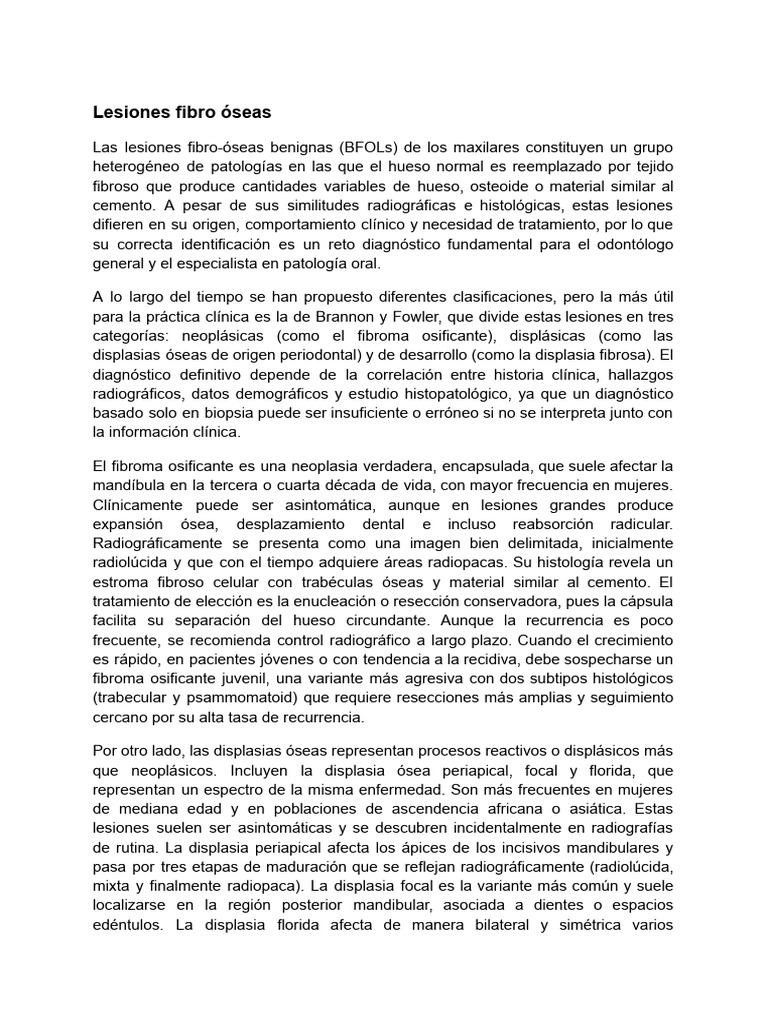 Lesiones fibro-óseas en maxilares: diagnóstico y tratamiento | PDF ...