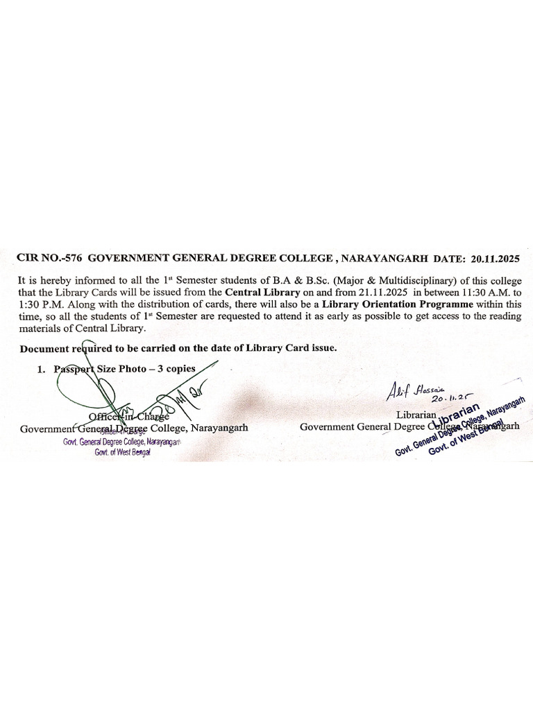 Library Card Issue Notice | PDF