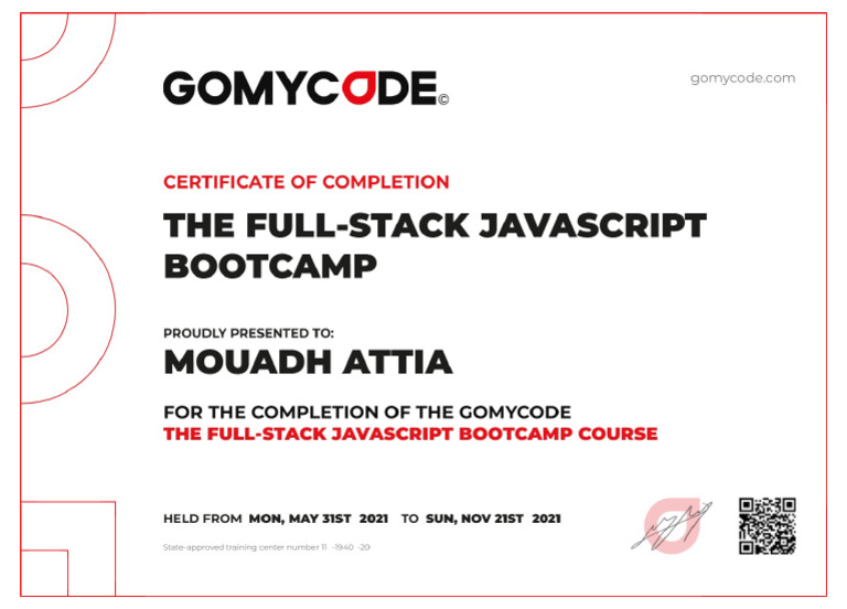 Mouadh Attia-The Full-Stack Javascript Bootcamp Certificate of ...