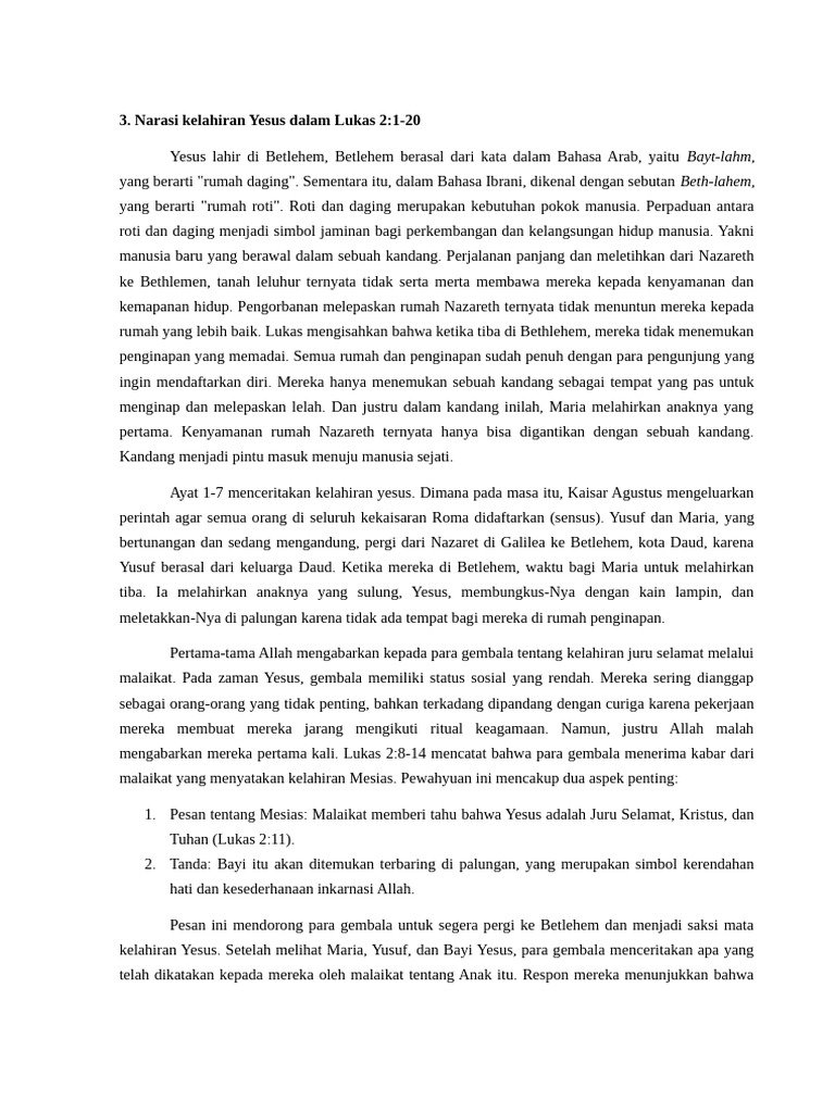 Kelahiran Yesus Kristus Dalam Matius Dan Lukas | PDF