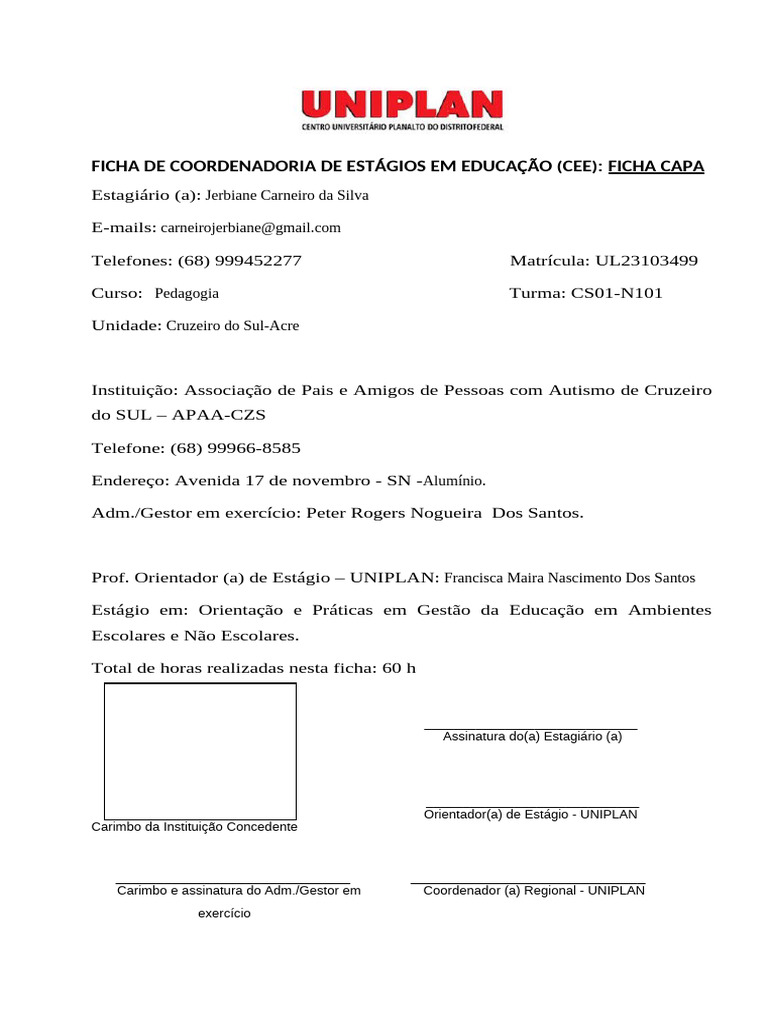 2 Ficha Capa - 2025 Alunos Da Mayra | PDF