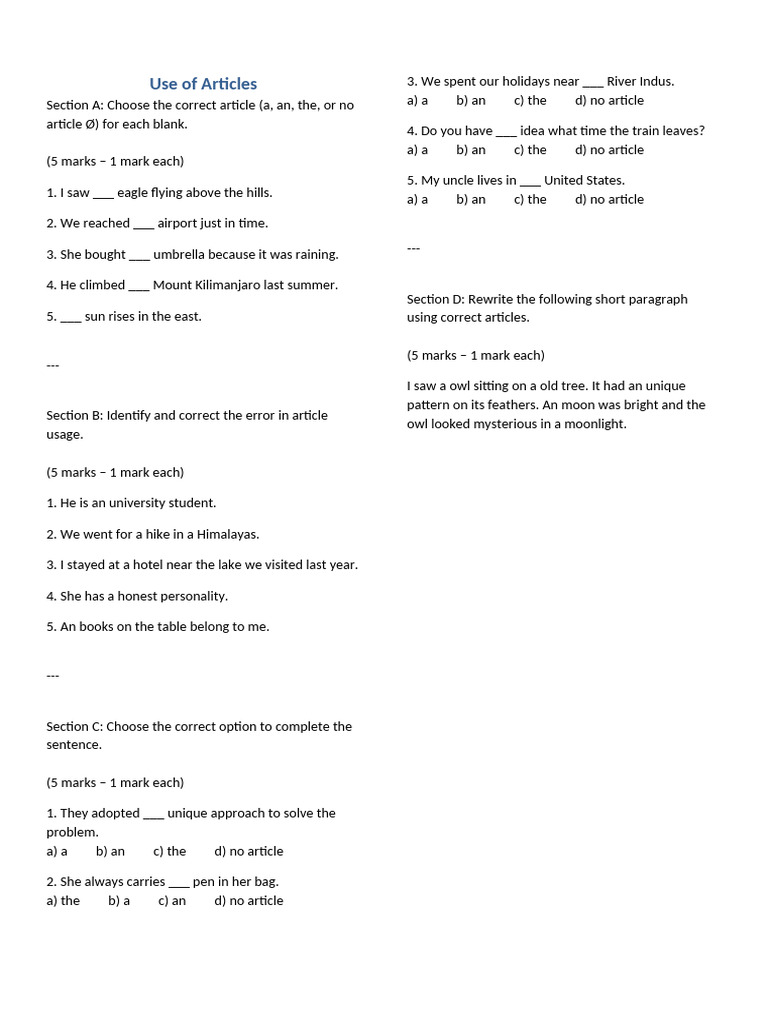 Mastering Article Usage in English | PDF