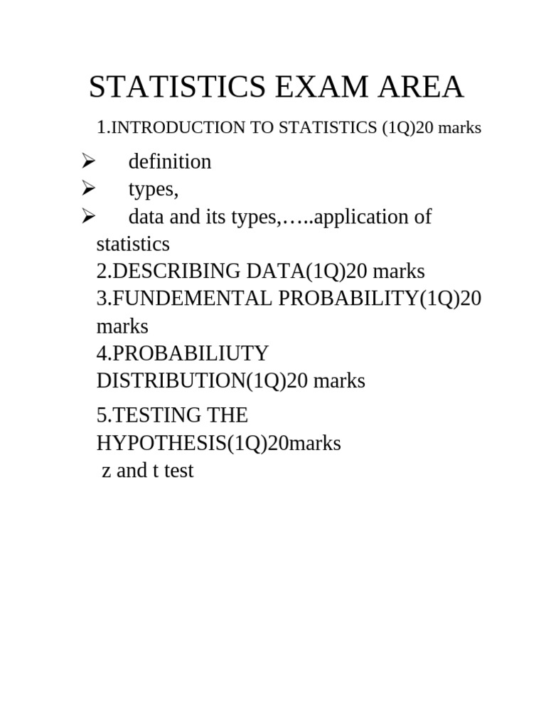 Statistics Exam Area | PDF