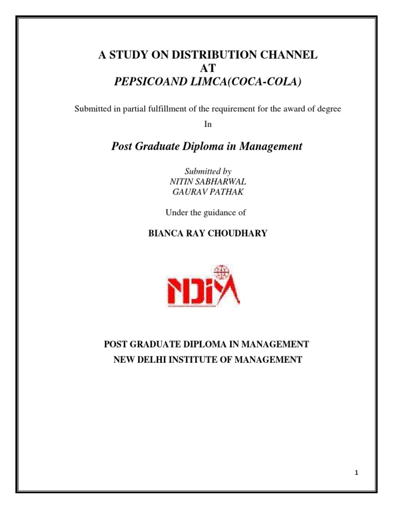 Distribution Channel Study of PepsiCo & Coca-Cola in India | PDF | The ...
