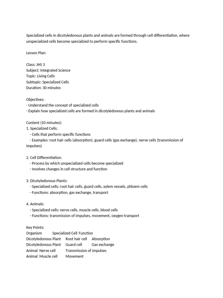 JHS 3 Specialized Cell | PDF | Genetics | Heredity