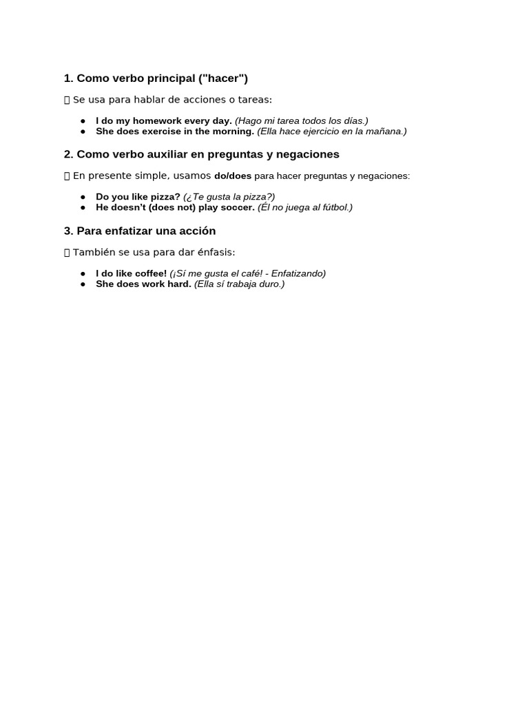 Verbo Do (Hacer) | PDF