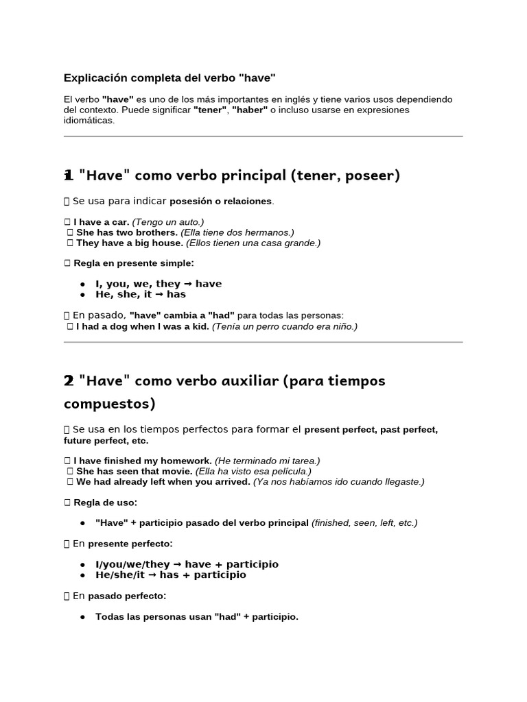 Verbo Have | PDF | Verbo | Lingüística
