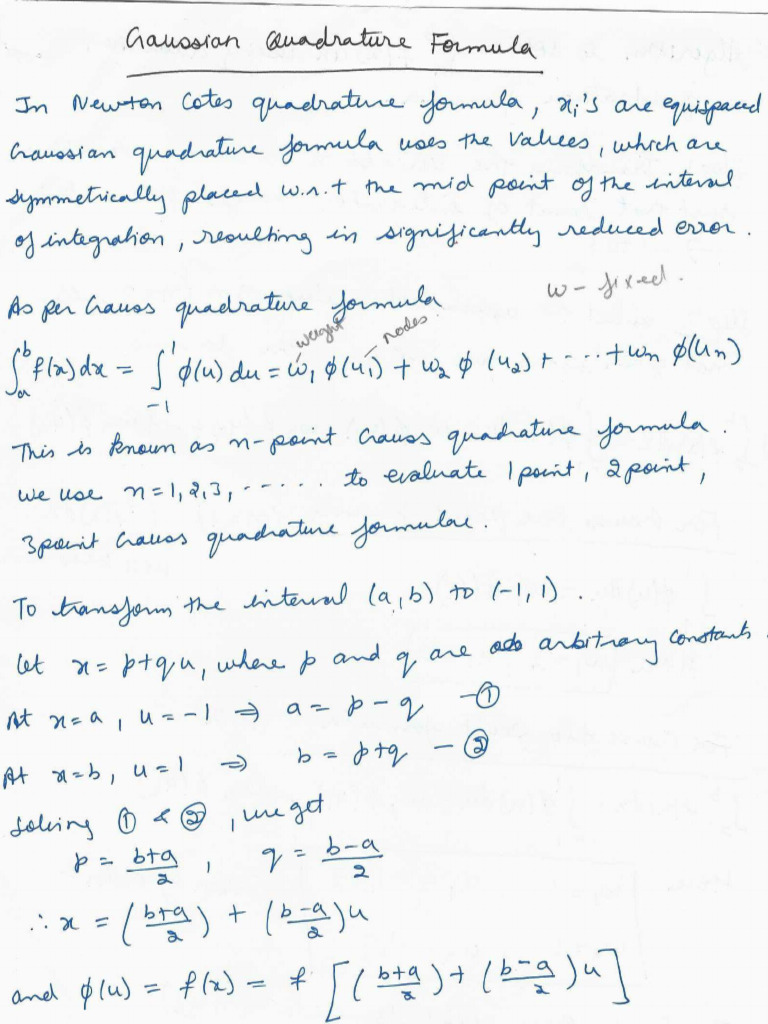 Unit 2 - Gaussian 3 Point Quadrature Formula 4 | PDF