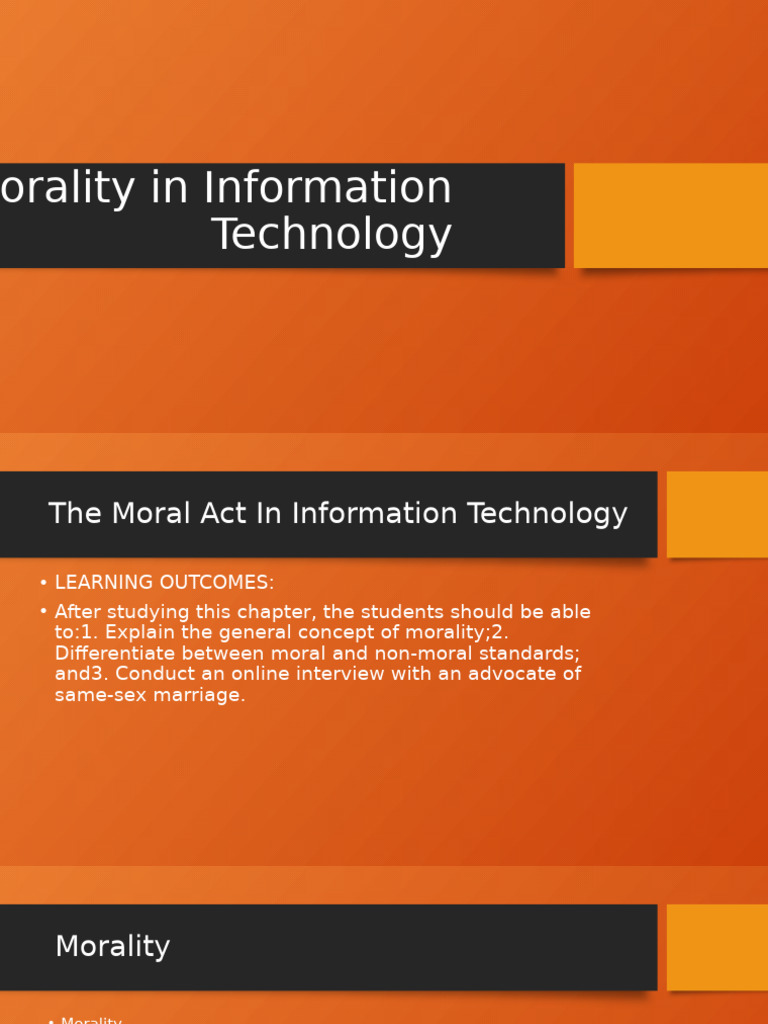 Morality in Information Technology | PDF | Morality | Good And Evil