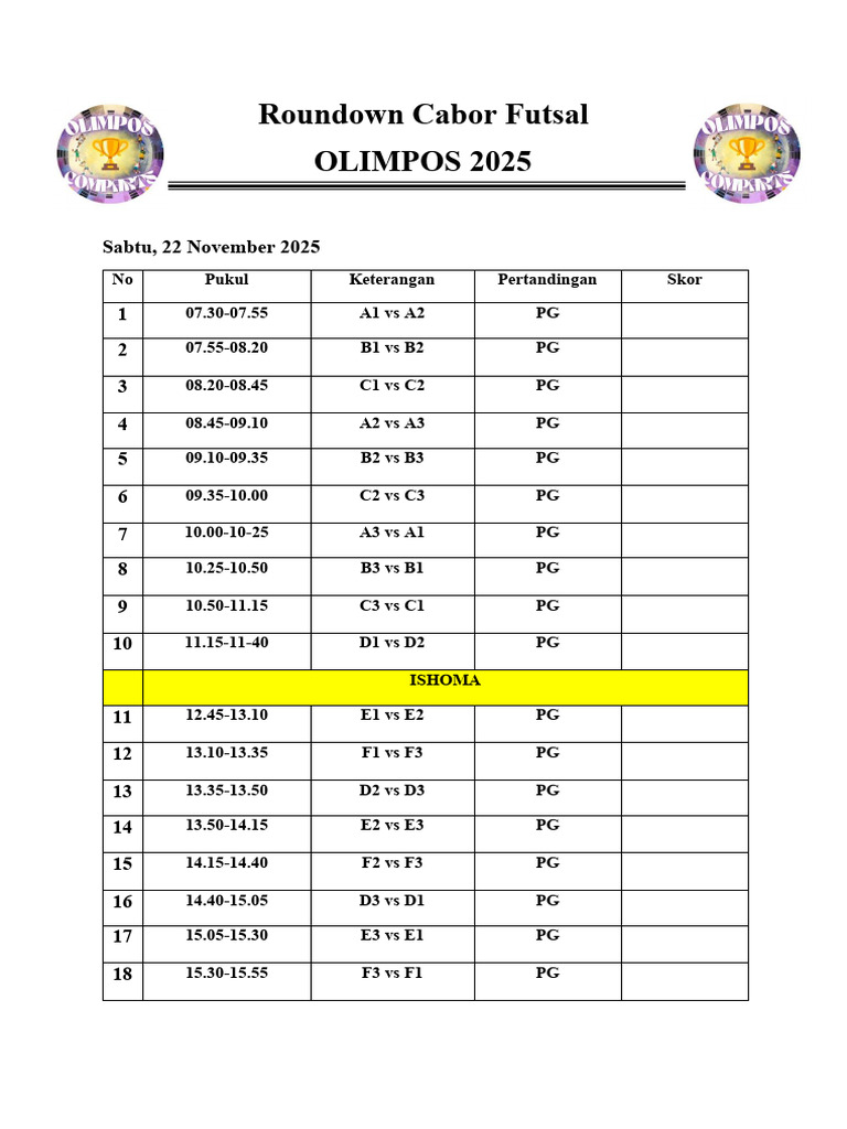 Roundown Cabor Futsal | PDF
