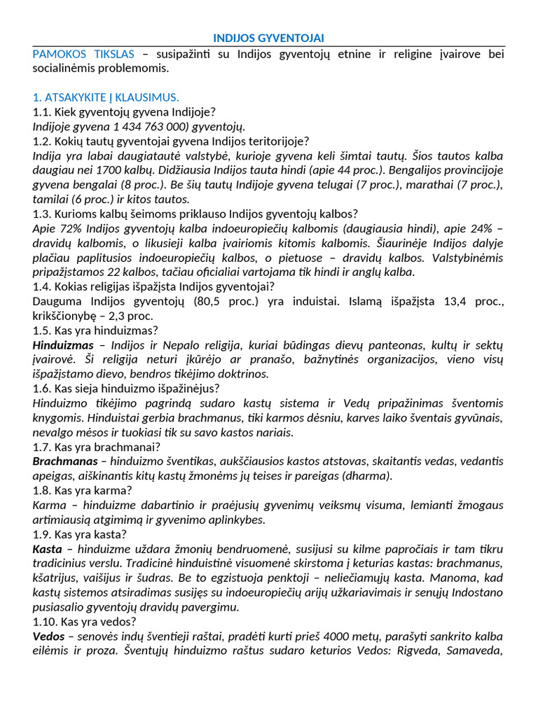 06 Indijos Gyventojai | PDF