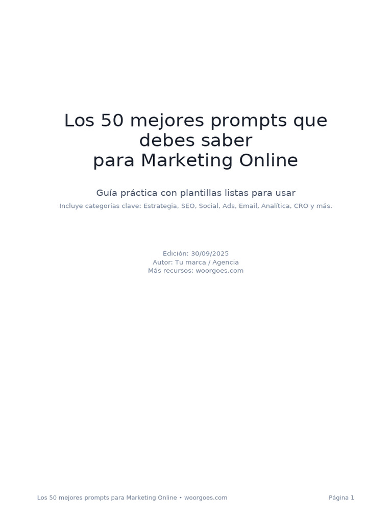 50 Prompts Esenciales para Marketing Online | PDF | Posicionamiento en ...