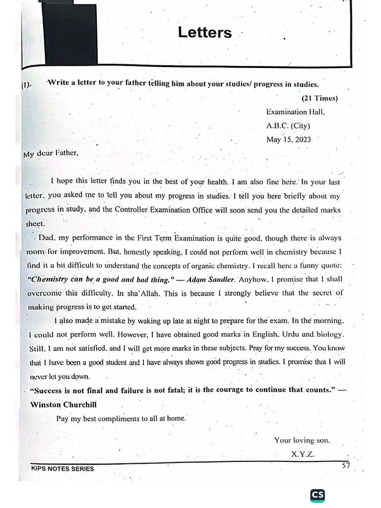Letters According To KIPS Notes | PDF