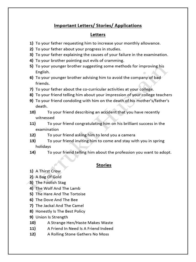Letters, Stories, and Applications Guide | PDF