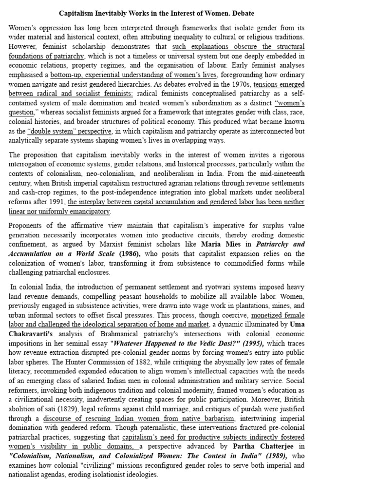 Capitalism and Women's Labor Dynamics | PDF | Feminism | Gender Studies