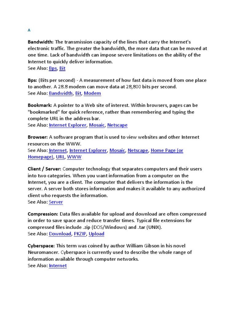Internet Terminologies | PDF | World Wide Web | Internet & Web