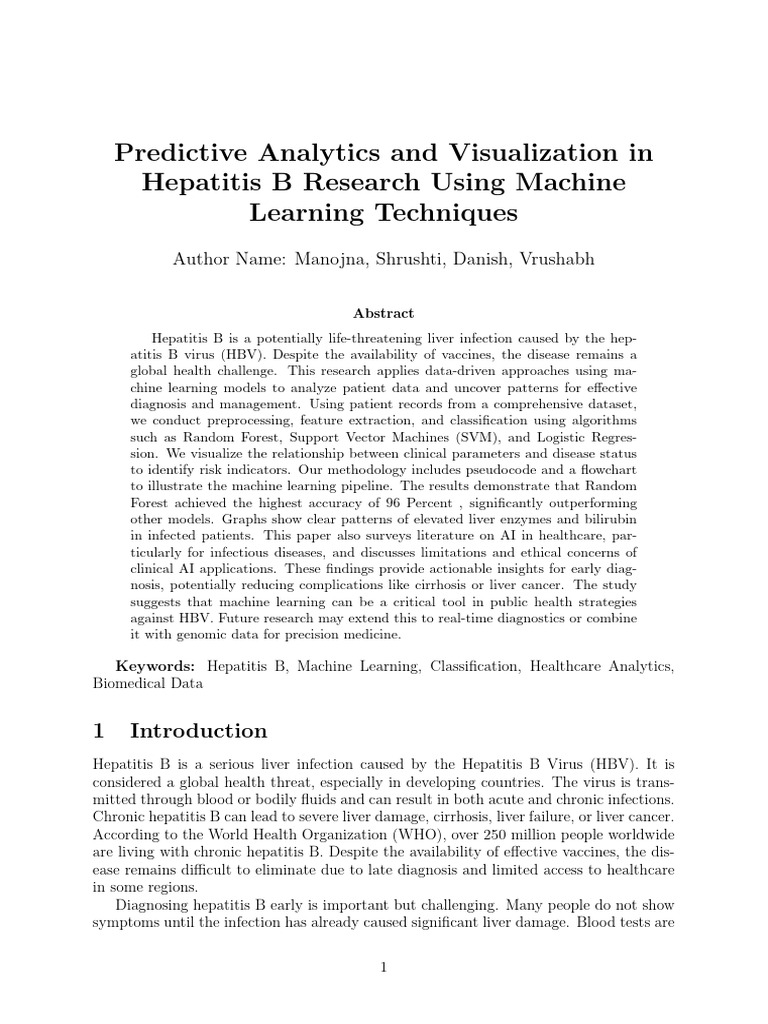 Predictive Analytics and Visualization in Hepatitis B Research Using ...
