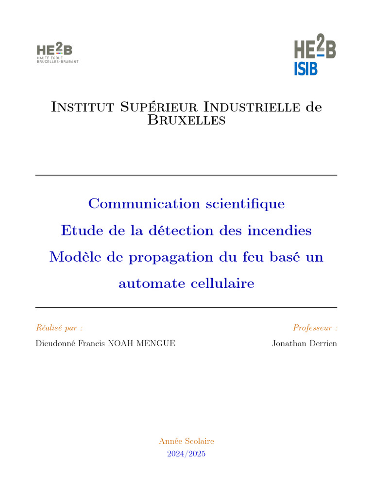 Modèle de propagation du feu par automate | PDF | Sciences numériques ...