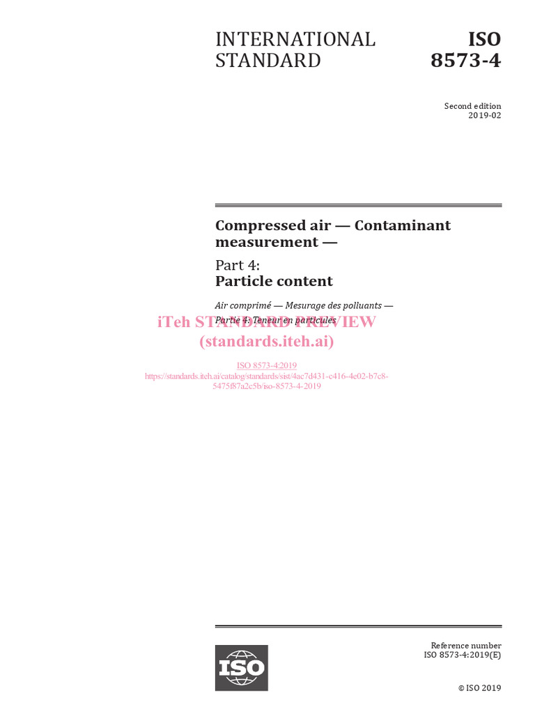 ISO 8573-4:2019 Particle Content Standards | PDF | Flow Measurement ...