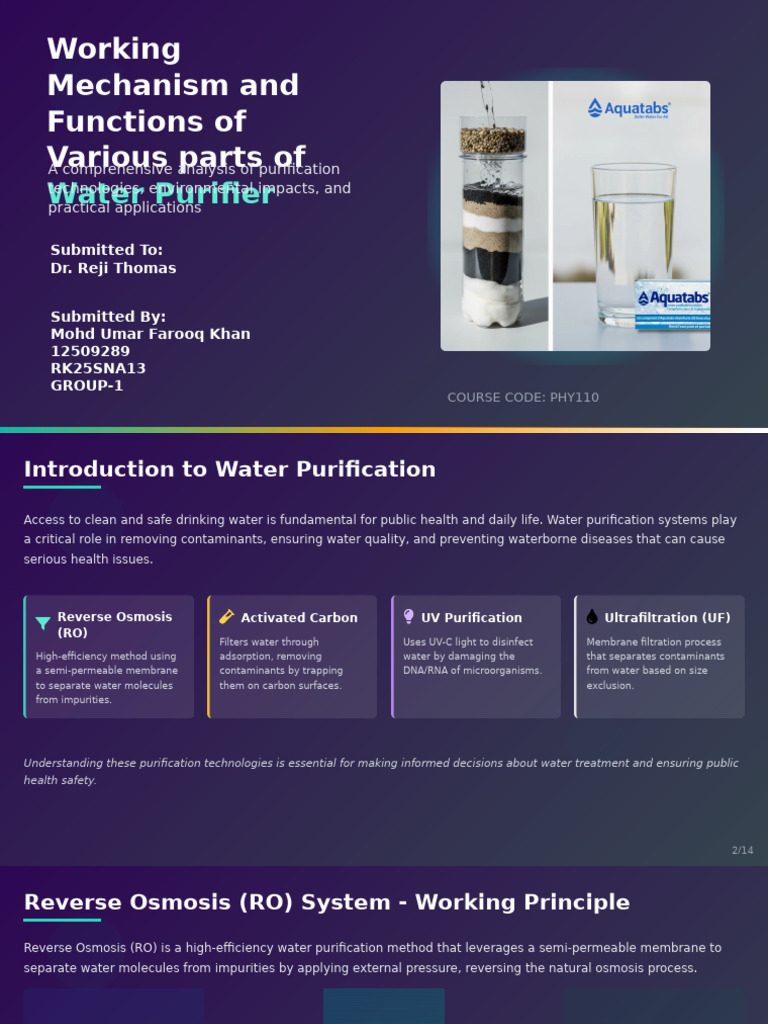 Working Mechanism and Functions of Water Purifier Parts | PDF | Water ...