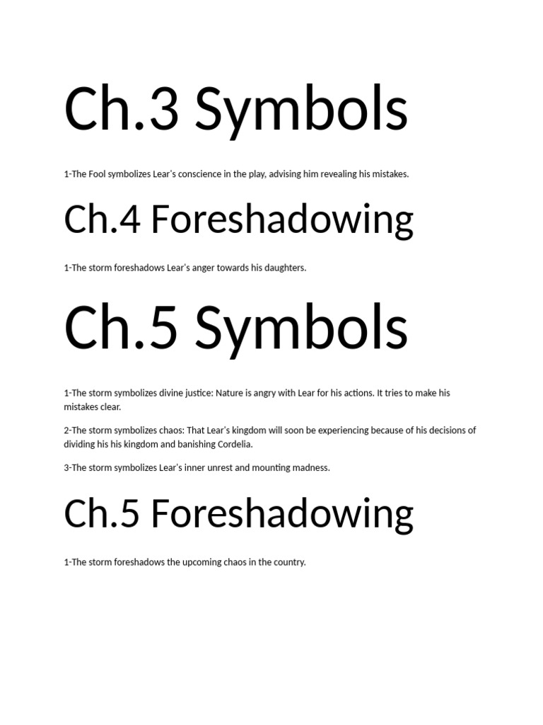 Ch.3,4,5 Symbolism and Foreshadowing | PDF